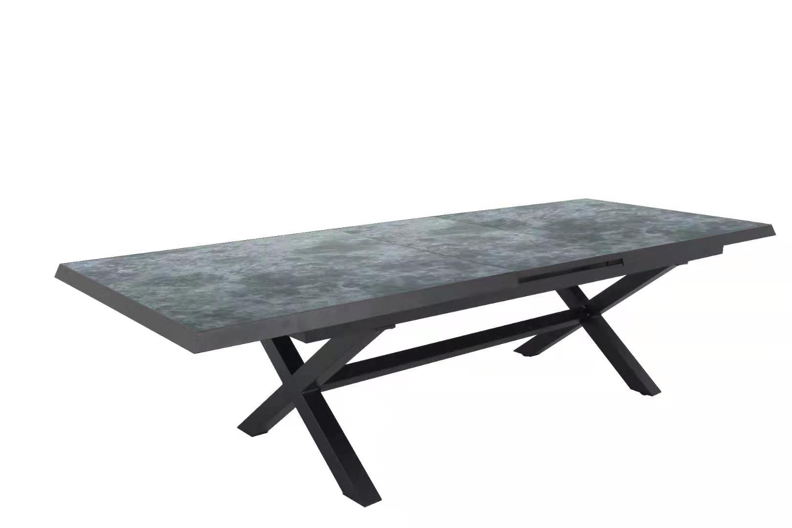 TABLE AUTOMATIQUE BELLA ALU/CREALITE® EFFET BETON 240/299X115X76.5CM COULEUR?