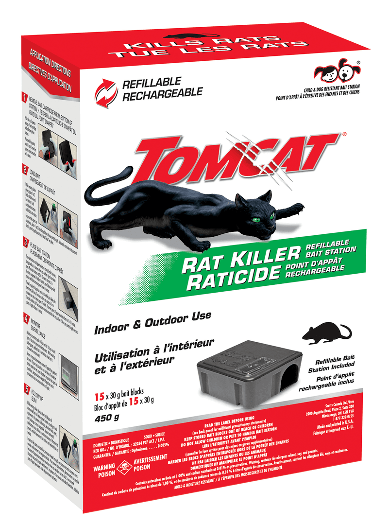 TOMCAT RAT KILLER REFILLABLE BAIT STATION & BLOCKS