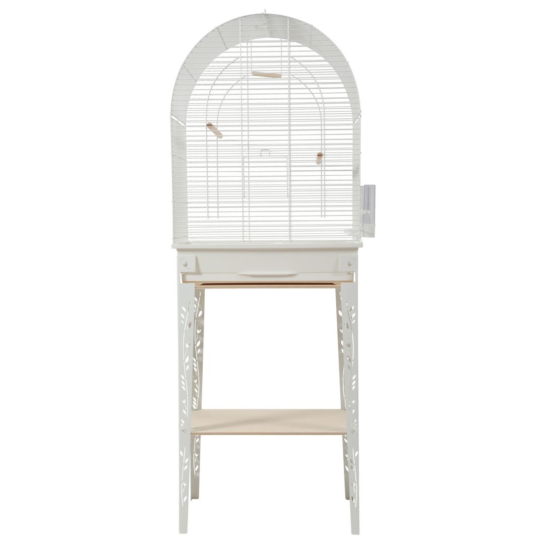 CAGE OISEAUX CHIC PATIO CAGE ET MEUBLE LARGE BLANCHE 53X33X74CM