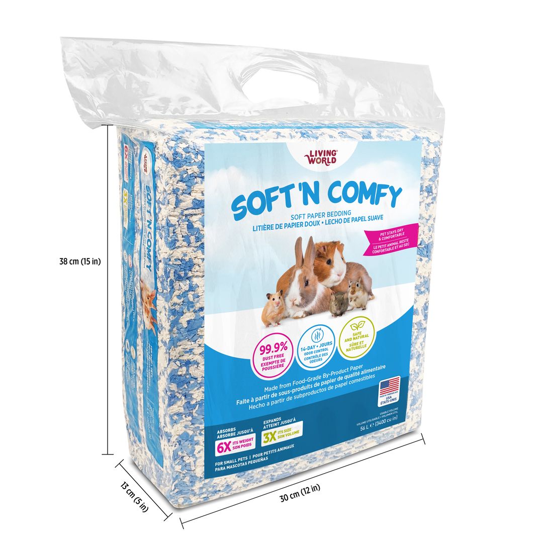 LIVING WORLD SOFT 'N COMFY SMALL ANIMAL PAPER BEDDING - BI-COLOUR - 56 ...