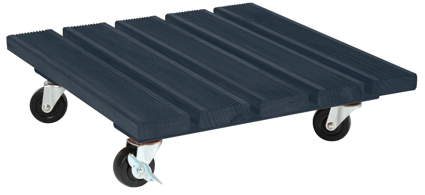 SUPPORT A ROULETTES CARRE BOIS ANTHRACITE 40CM